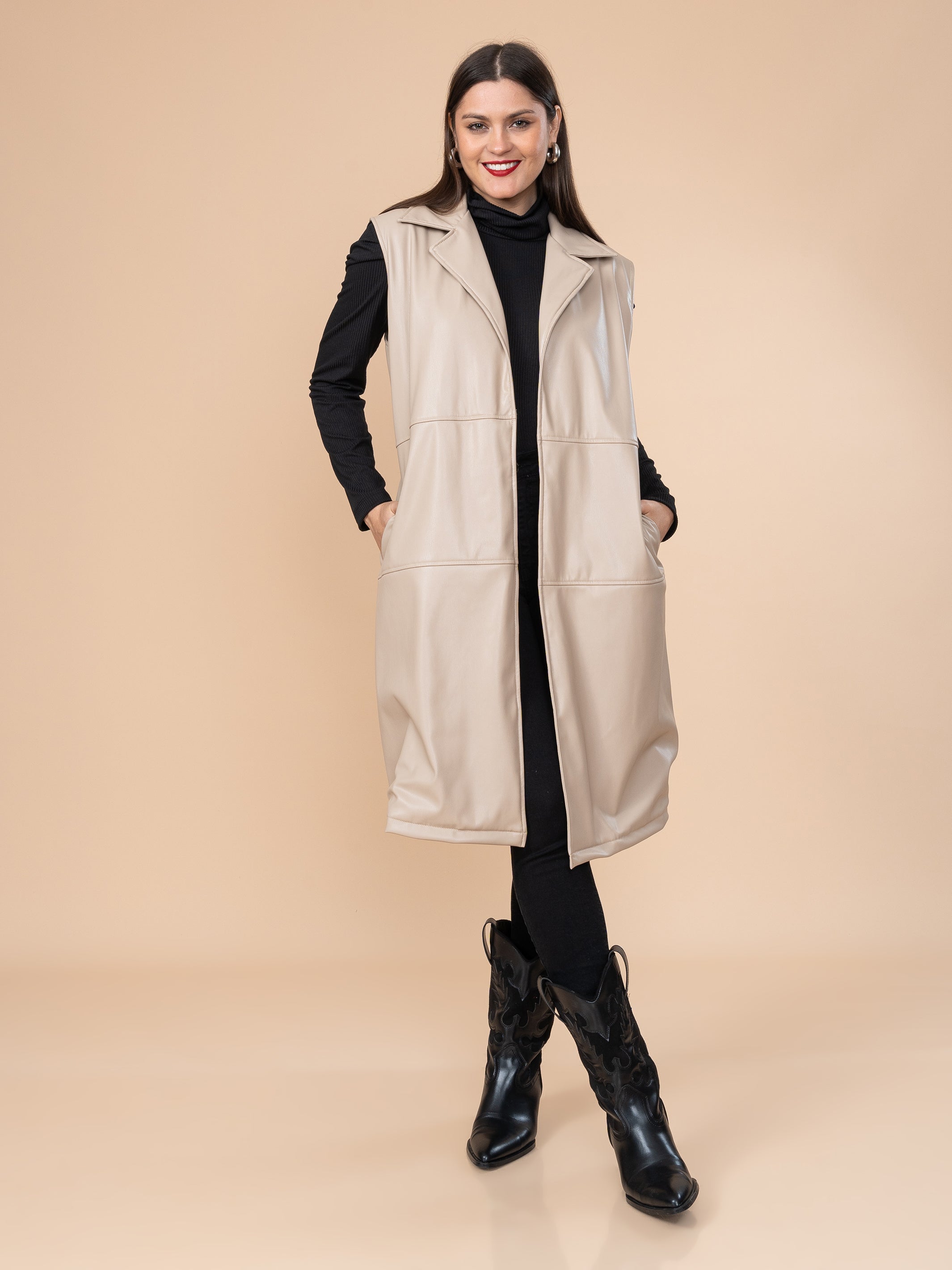 Chaleco Efecto Piel Beige – La Matier